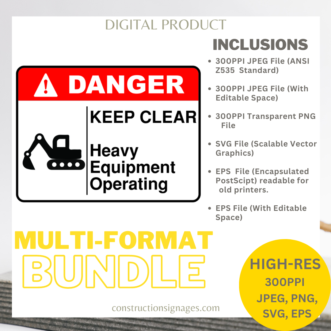 Keep Clear, Heavy Equipment Operating, Printable Digital Download ...