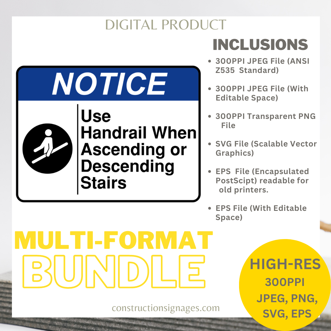 Use Handrails, Printable Digital Download | Construction Signages