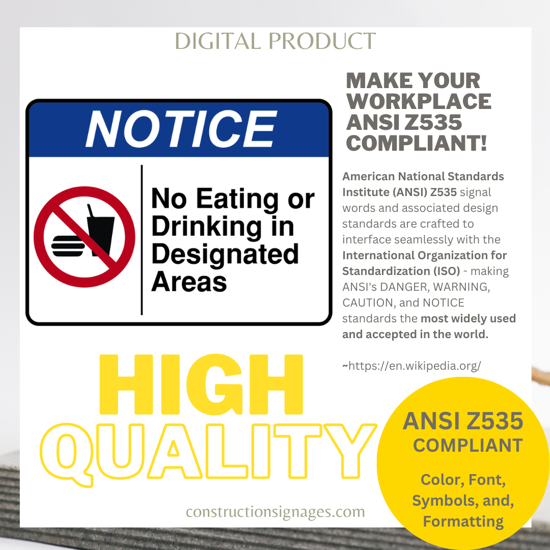 No Eating Or Drinking In Designated Areas, Printable Download ...