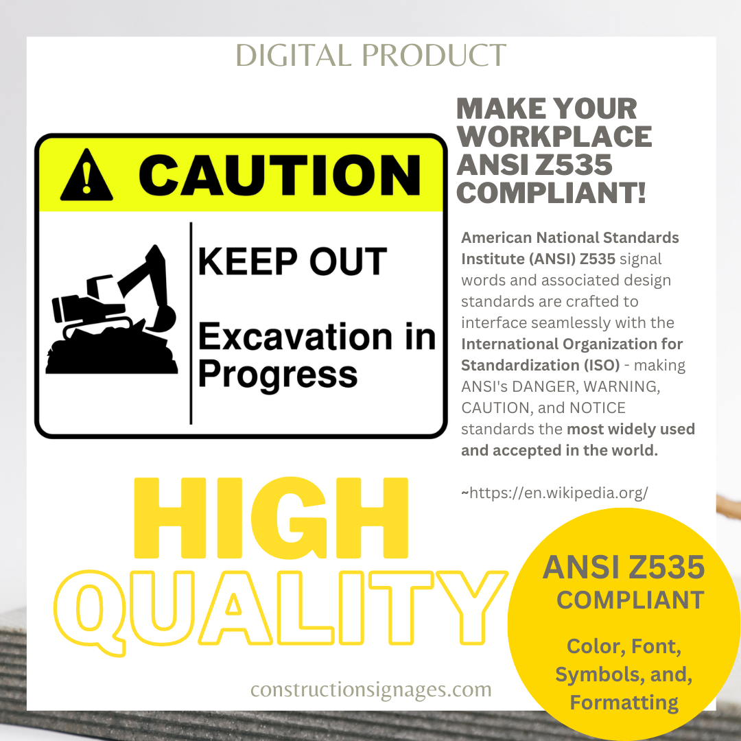 Keep Out, Excavation in Progress, Printable Digital Download ...