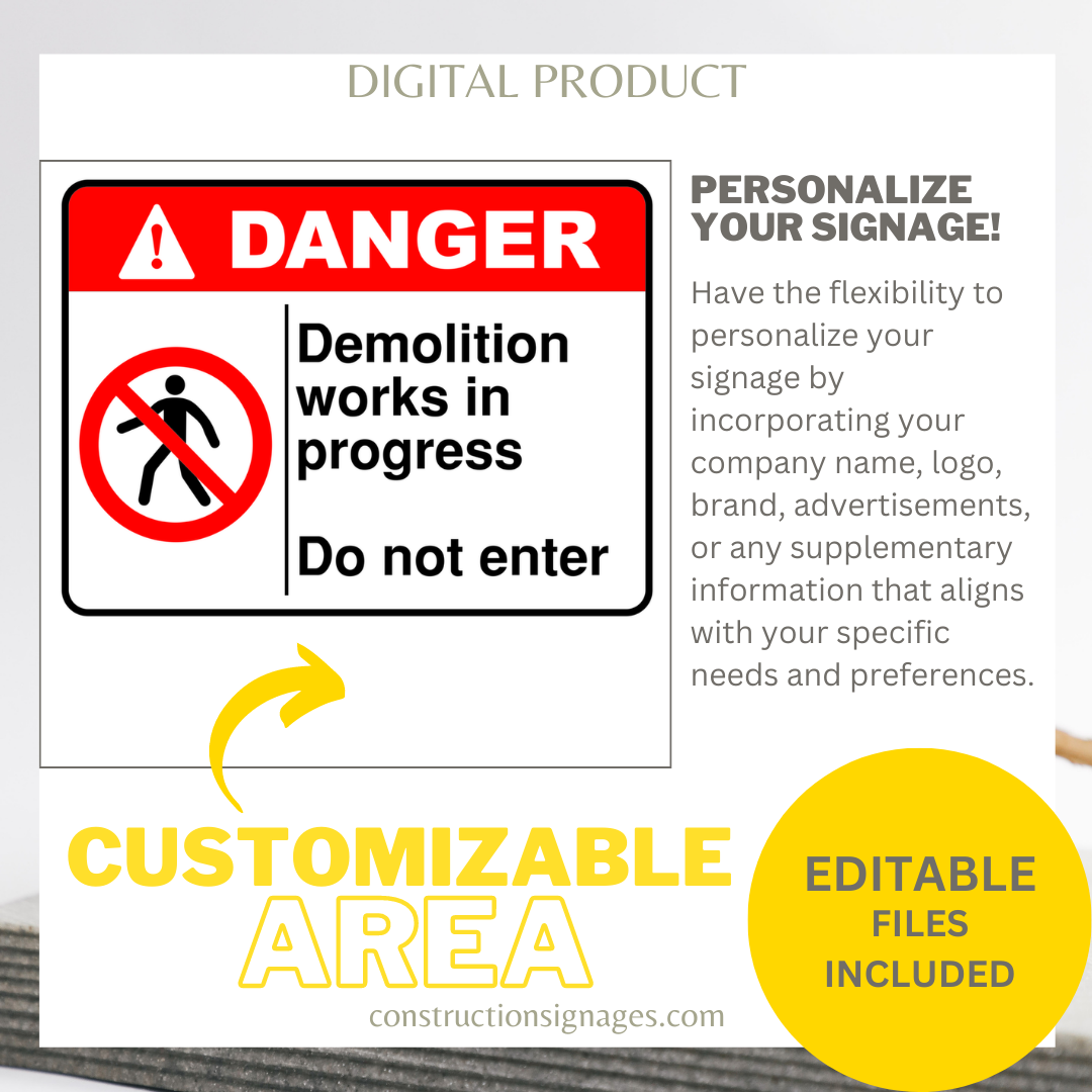 Demolition Works In Progress, Do Not Enter, Printable Download ...
