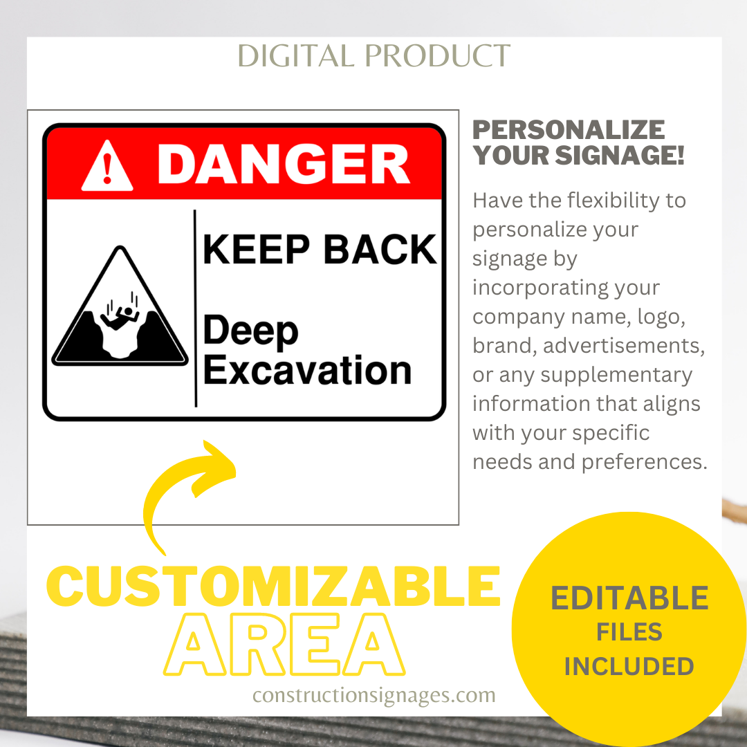 Keep Back, Deep Excavation, Printable Digital Download | Construction ...