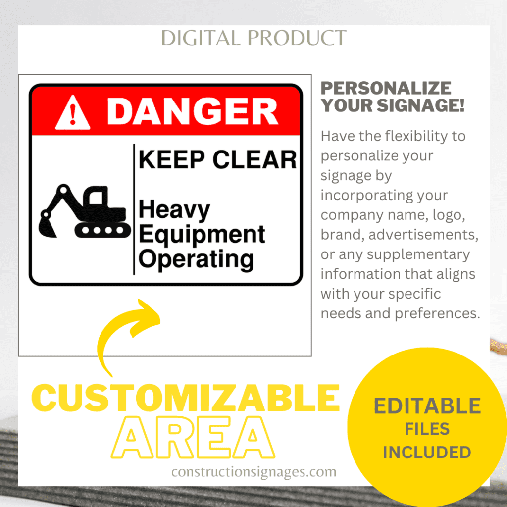 Keep Clear, Heavy Equipment Operating, Printable Digital Download ...