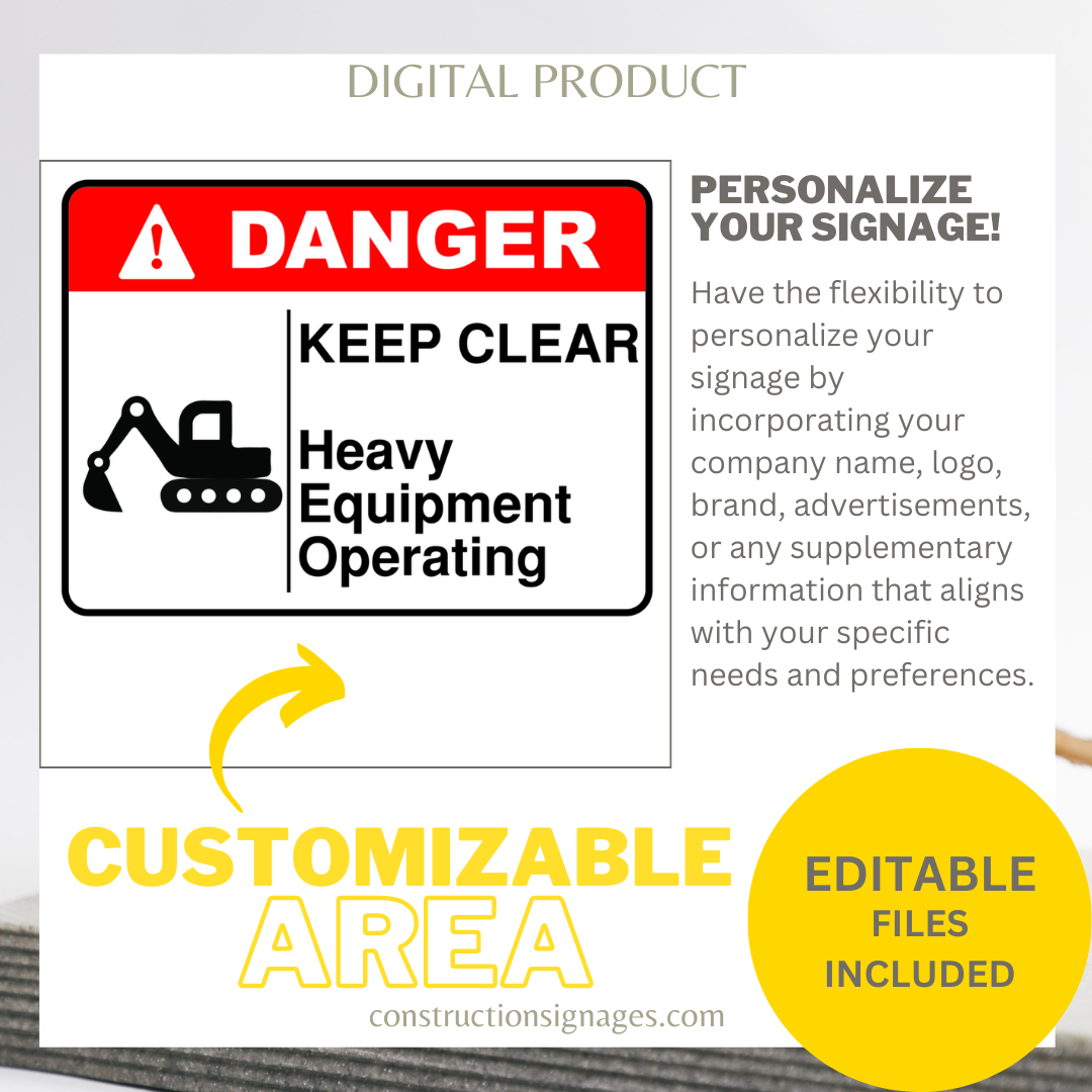 Keep Clear, Heavy Equipment Operating, Printable Digital Download ...