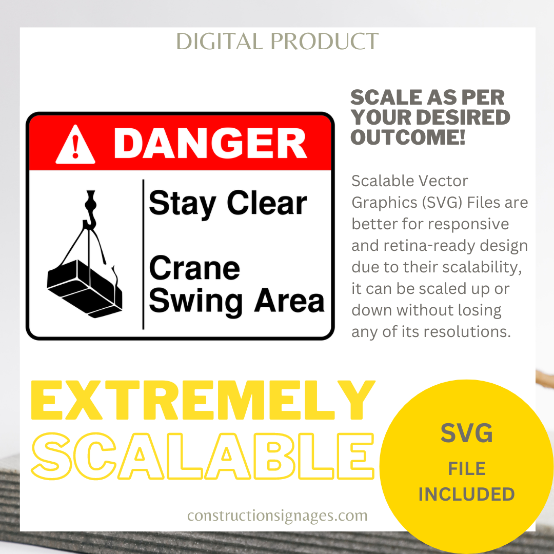 Crane Swing Area, Stay Clear, Printable Digital Download | Construction ...