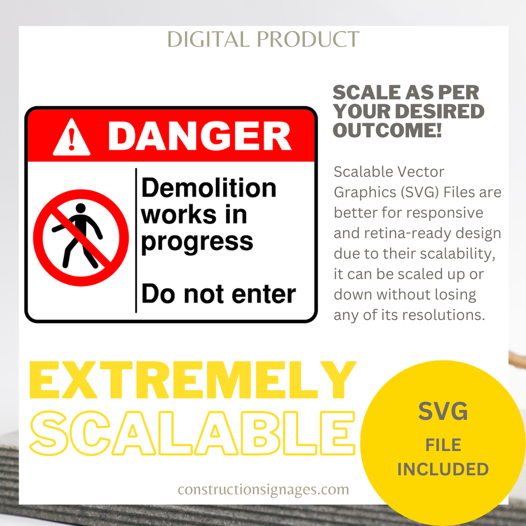 Demolition Works In Progress, Do Not Enter, Printable Download ...