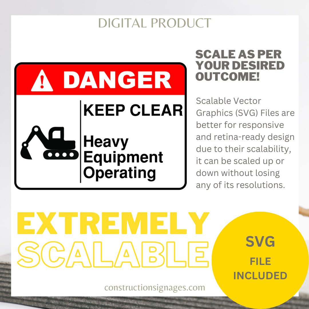 Keep Clear, Heavy Equipment Operating, Printable Digital Download ...