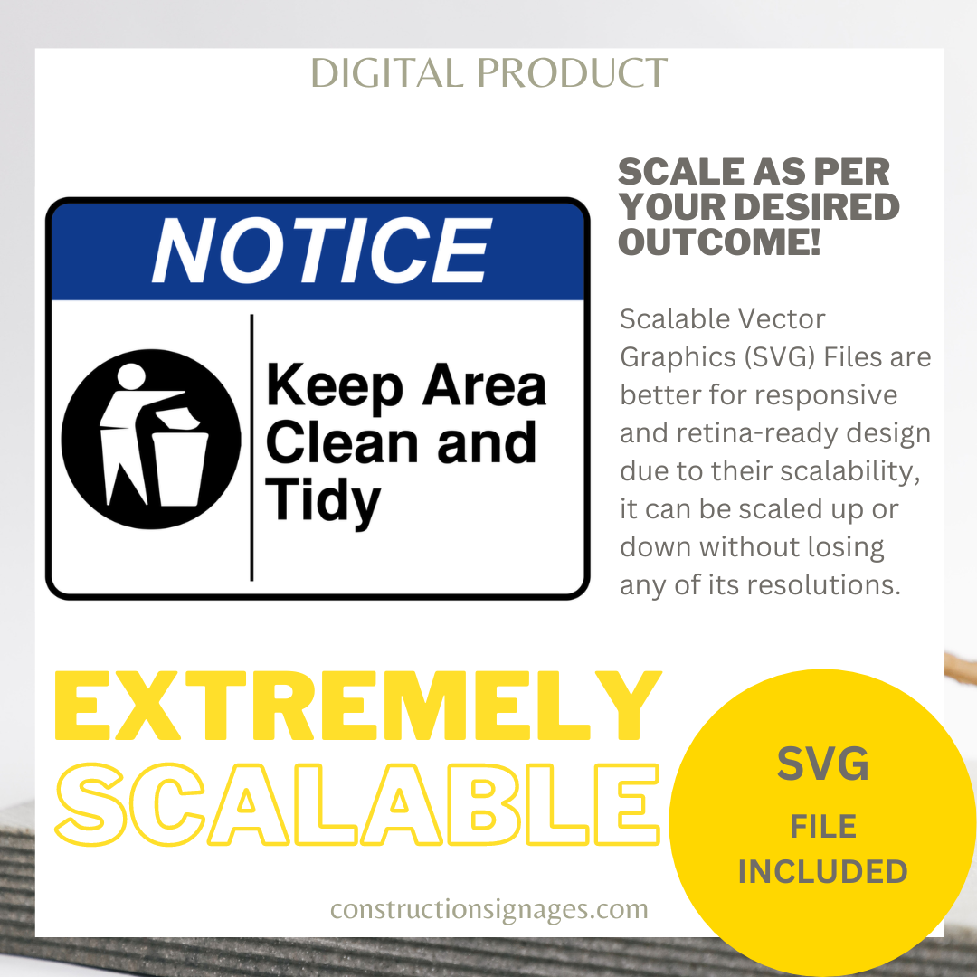 Keep Area Clean and Tidy, Printable Digital Download | Construction ...