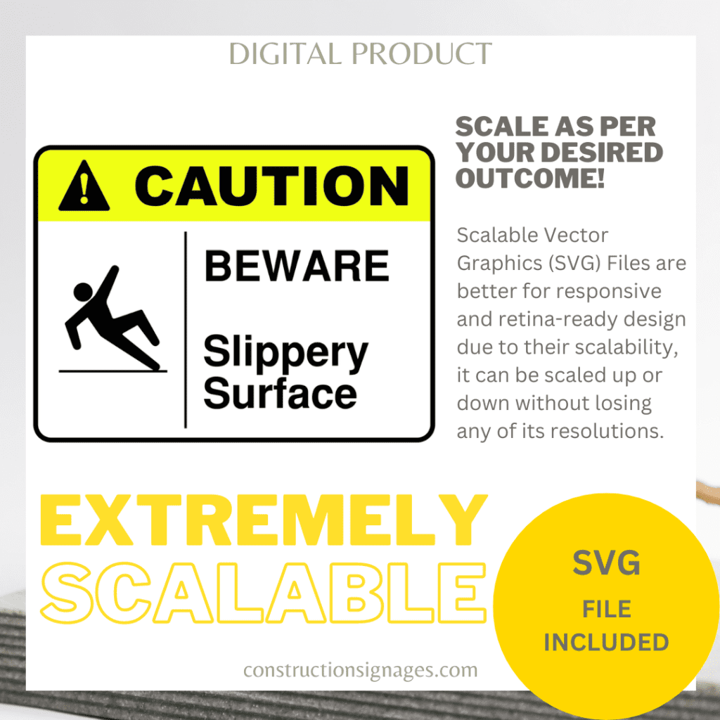 Beware, Slippery Surface, Printable Digital Download | Construction ...