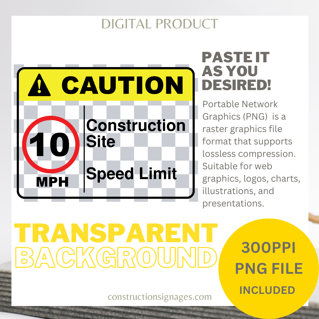 Construction Site Speed Limit 10mph, Printable Digital Download ...