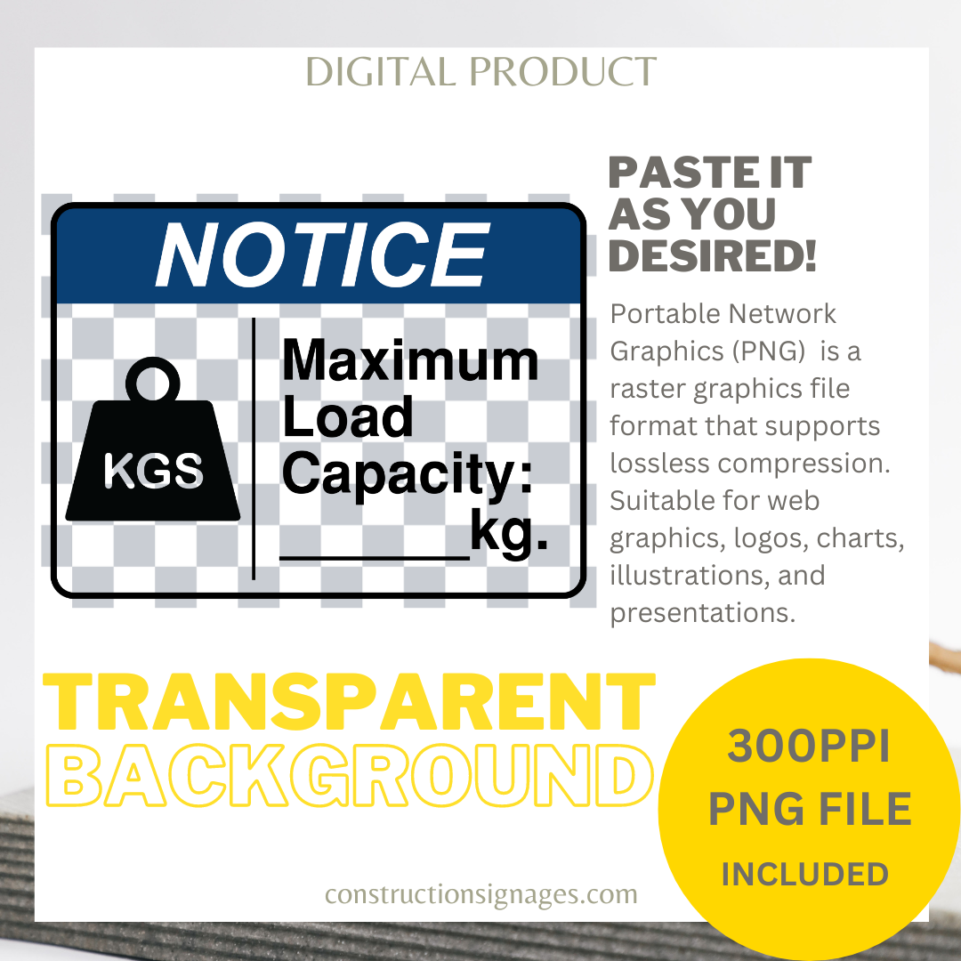Maximum Load Capacity, Kgs, Printable Digital Download | Construction ...