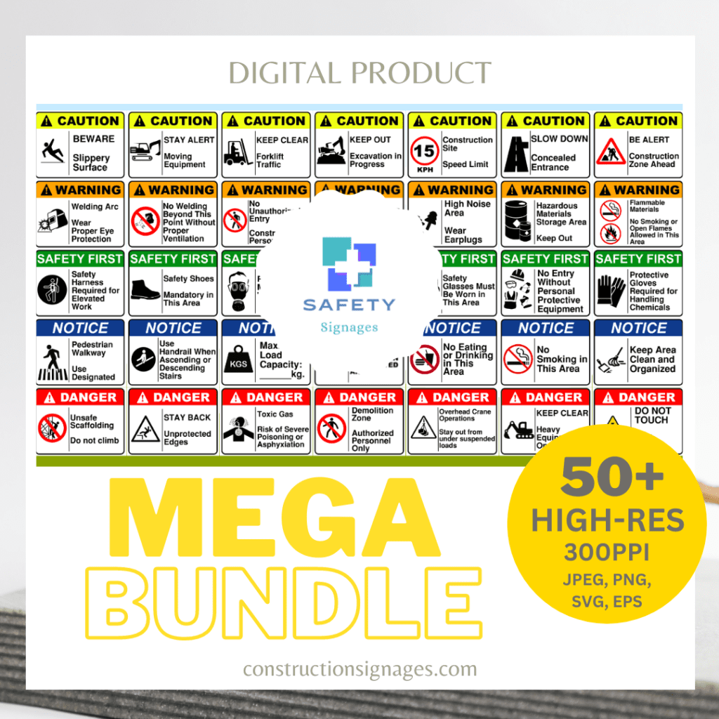 Construction Safety Signages Bundle, Printable Digital Download ...