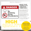 No Swimming During Thunderstorms Printable Safety Signages, Digital ...