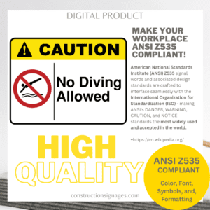 No Diving Allowed Printable Safety Signages, Digital Download ...