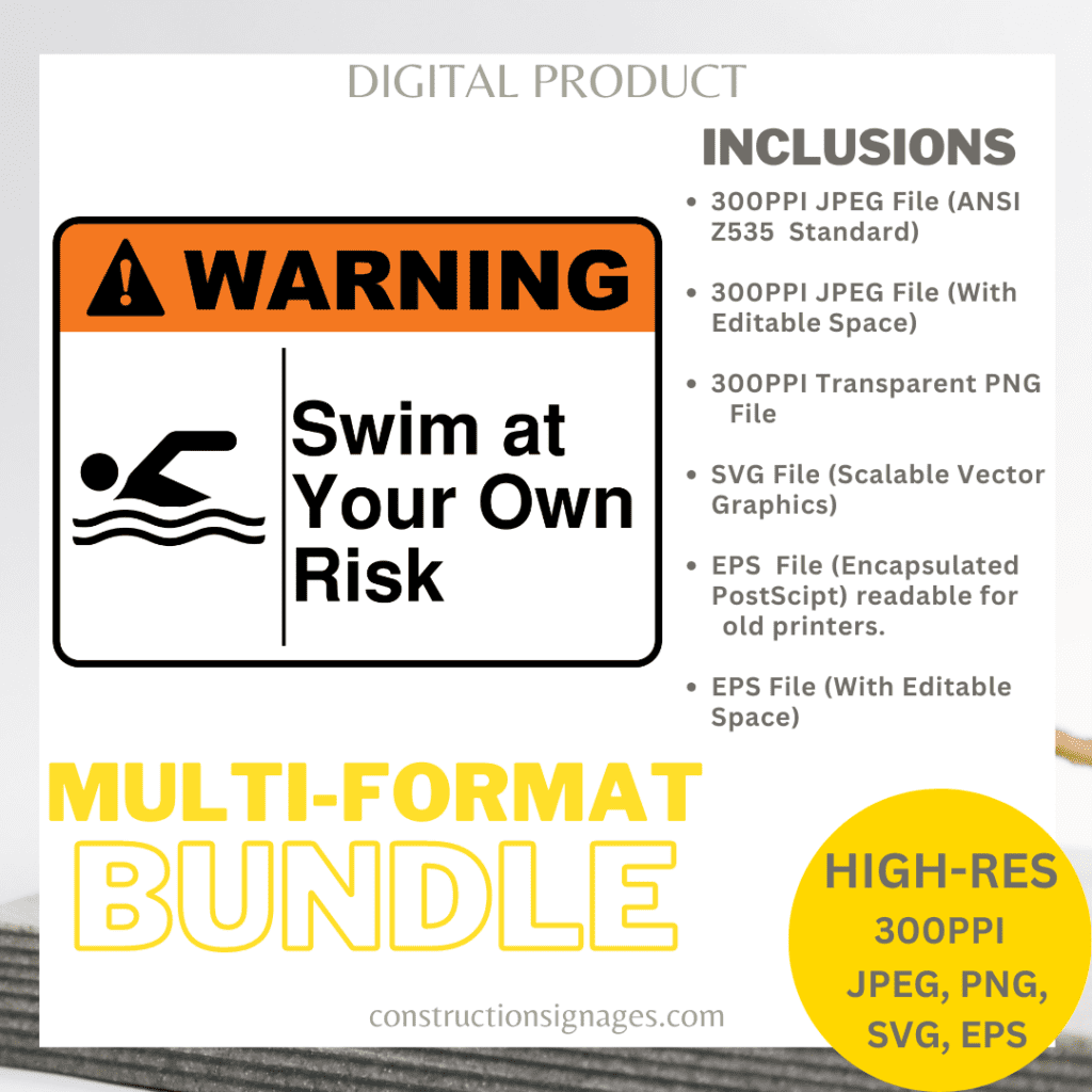 Swim at Your Own Risk Printable Safety Signages, Digital Download ...