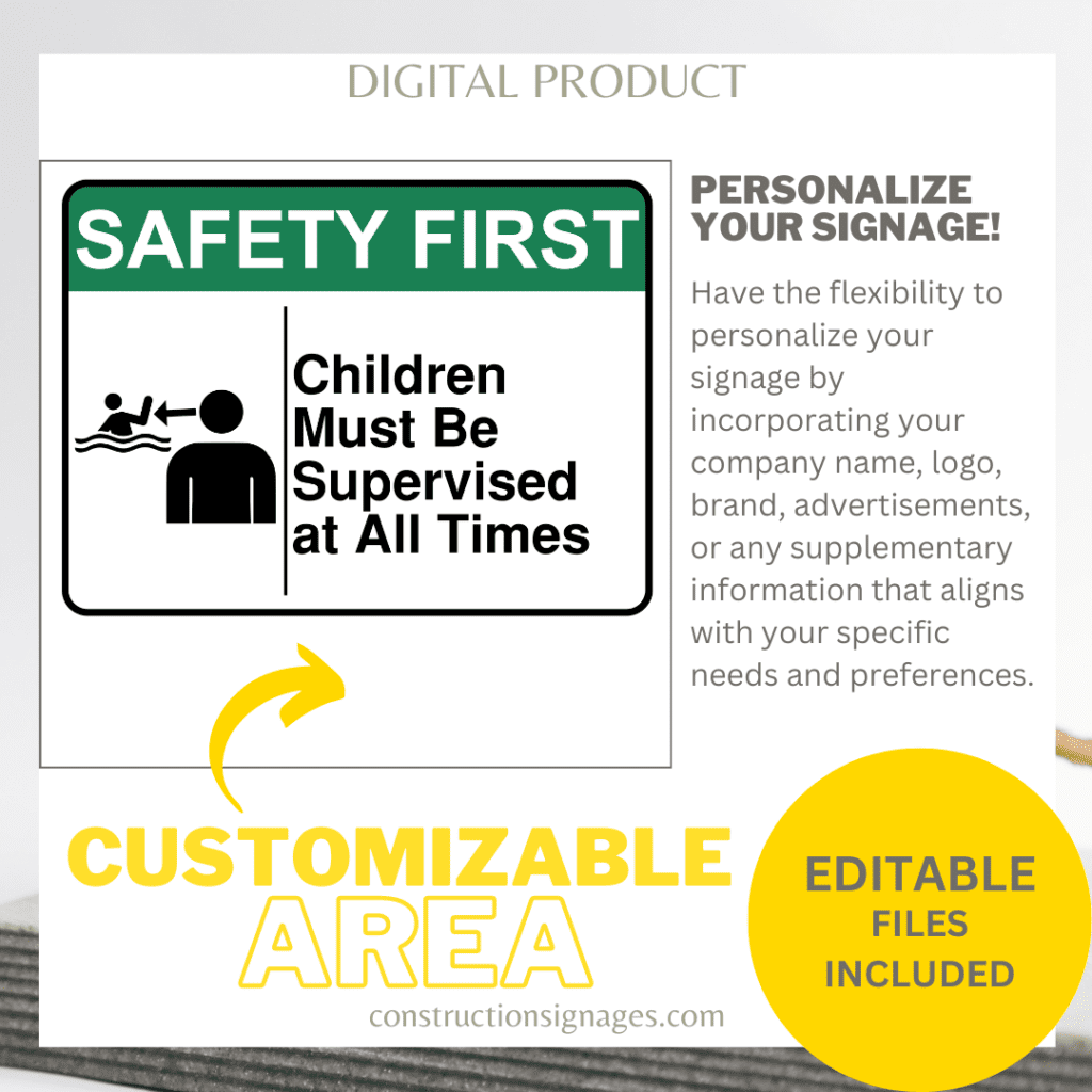 Children Must Be Supervised at All Times Printable Safety Signages ...
