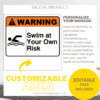 Swim at Your Own Risk Printable Safety Signages, Digital Download ...