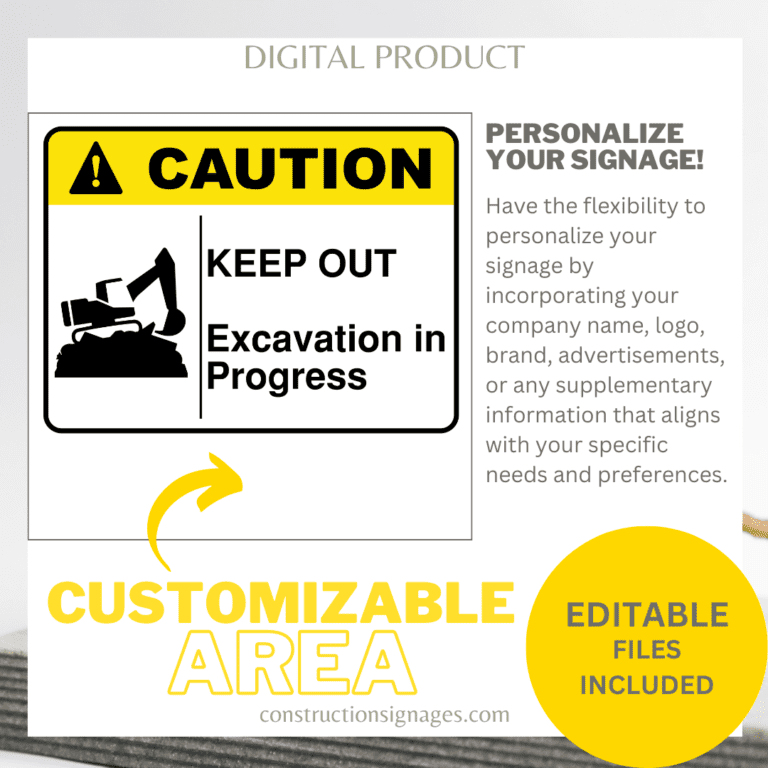 Keep Out, Excavation in Progress, Printable Safety Signages, Digital ...