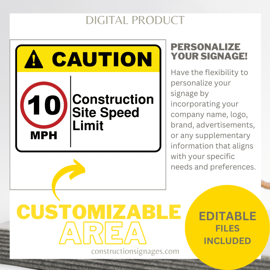 Construction Site Speed Limit 10mph, Printable Safety Signages ...