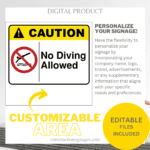 No Diving Allowed Printable Safety Signages, Digital Download ...