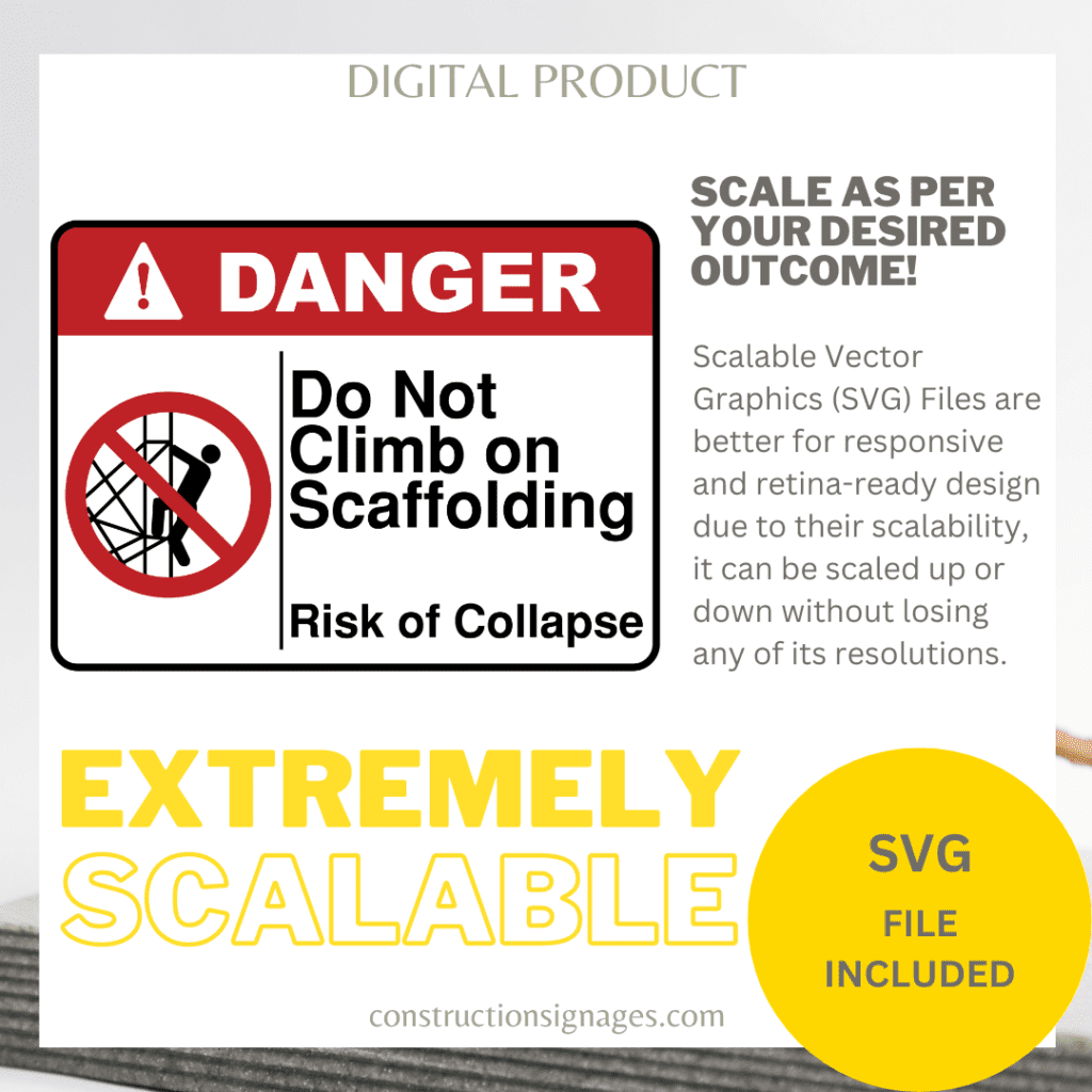 Do Not Climb On Scaffolding, Risk of Collapse, Printable Safety ...