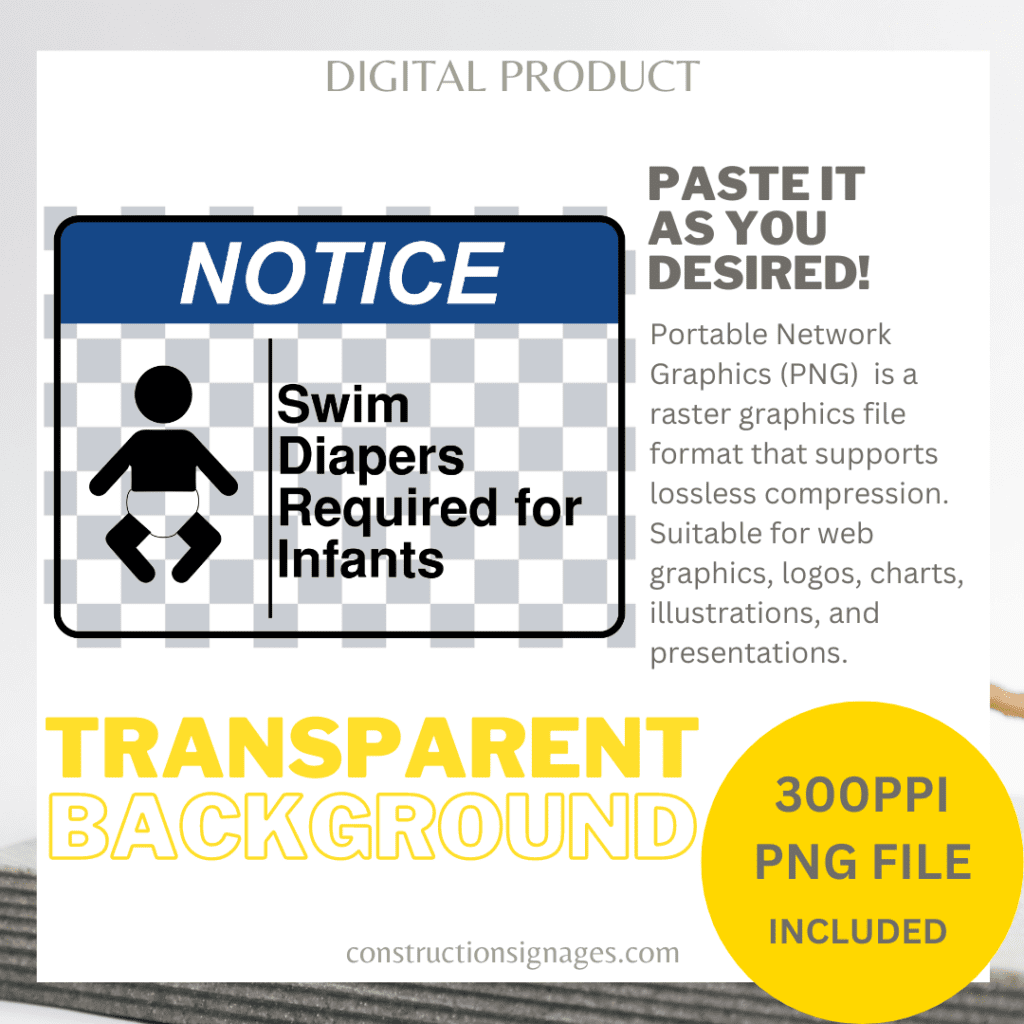 Swim Diapers Required for Infants Printable Safety Signages, Digital ...