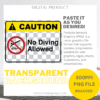 No Diving Allowed Printable Safety Signages, Digital Download | Construction Signages