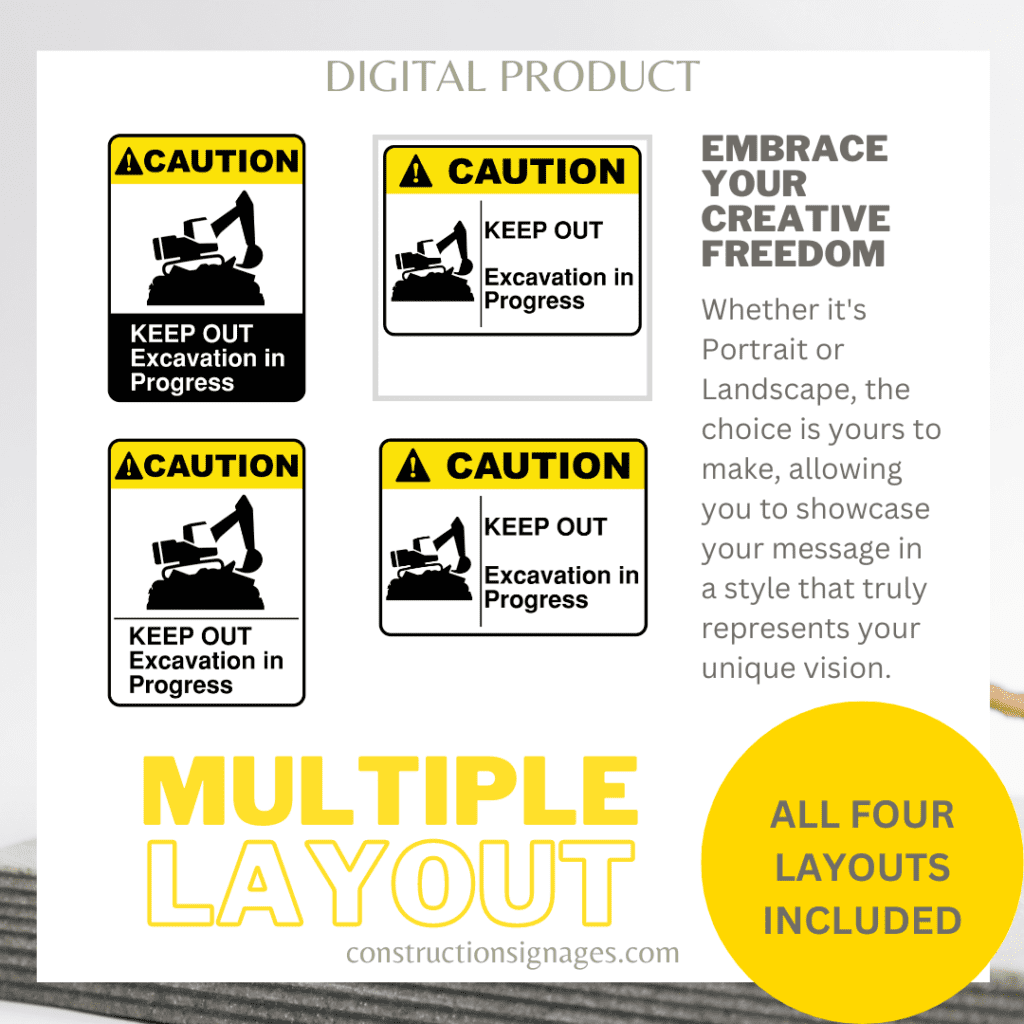 Keep Out, Excavation in Progress, Printable Safety Signages, Digital ...