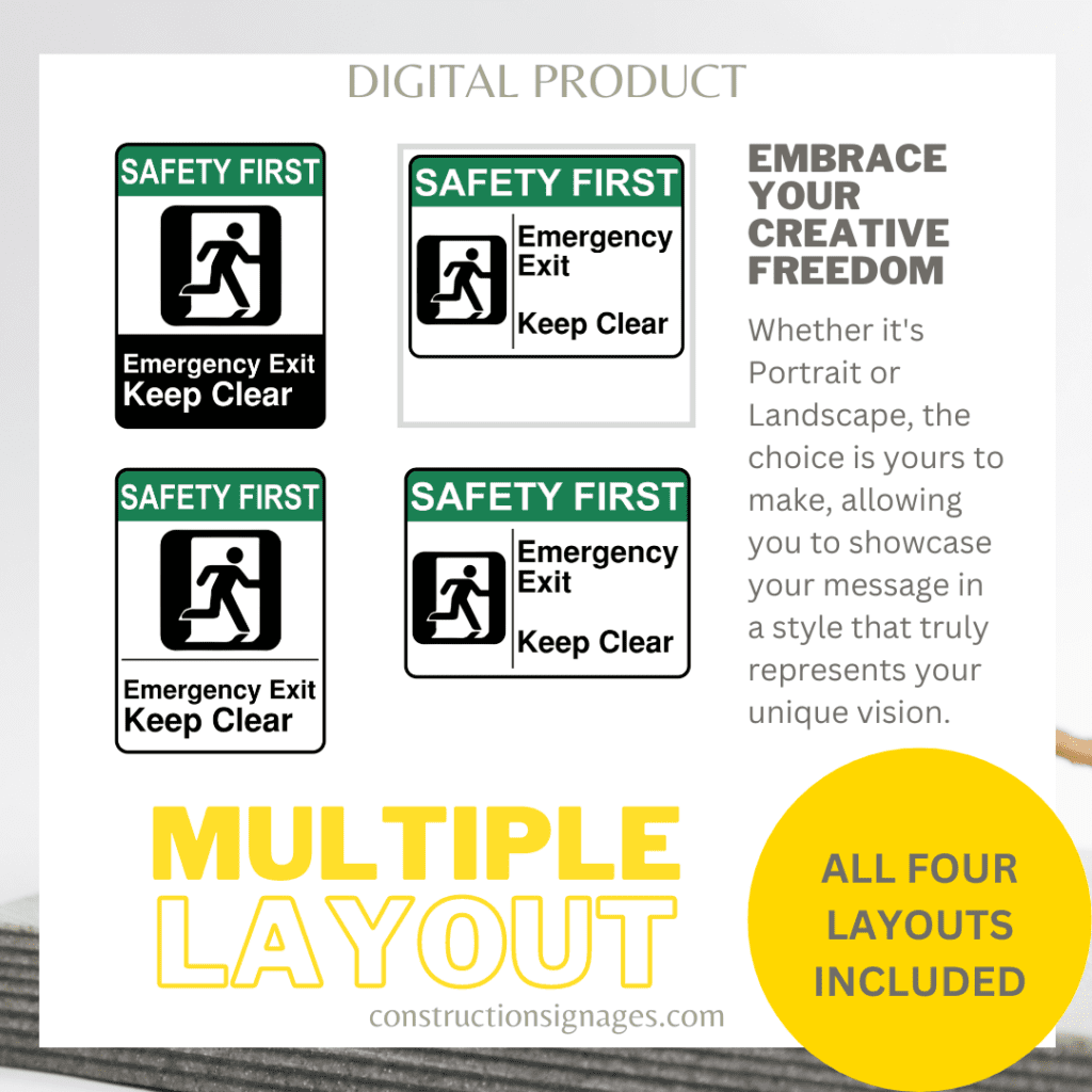 Emergency Exit, Keep Clear, Printable Safety Signages, Digital Download ...