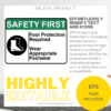 Foot Protection Required, Wear Appropriate Footwear | Construction Signages