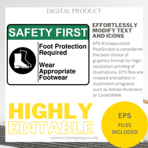 Foot Protection Required, Wear Appropriate Footwear | Construction Signages